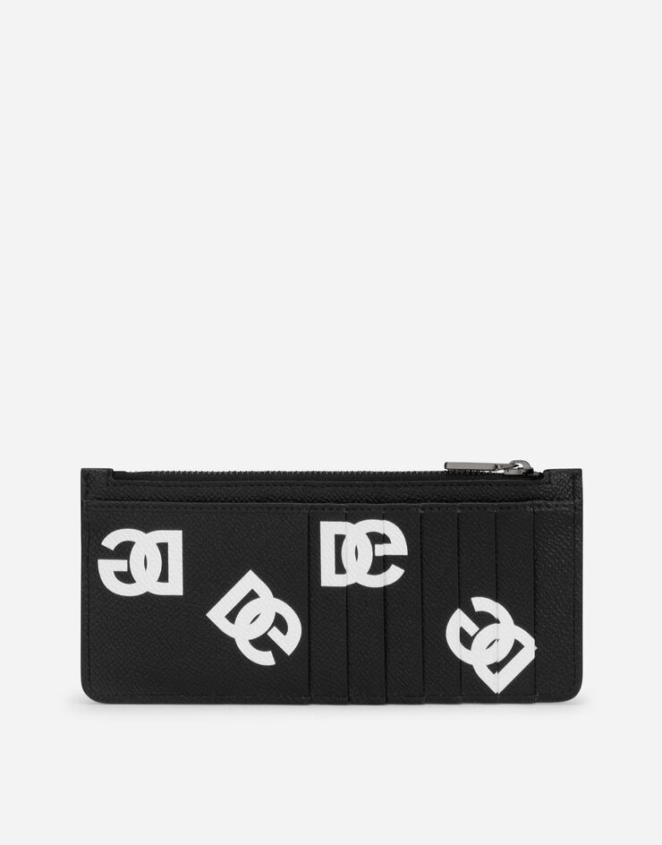 Vertical calfskin card holder with all-over DG print in Multicolor for ...