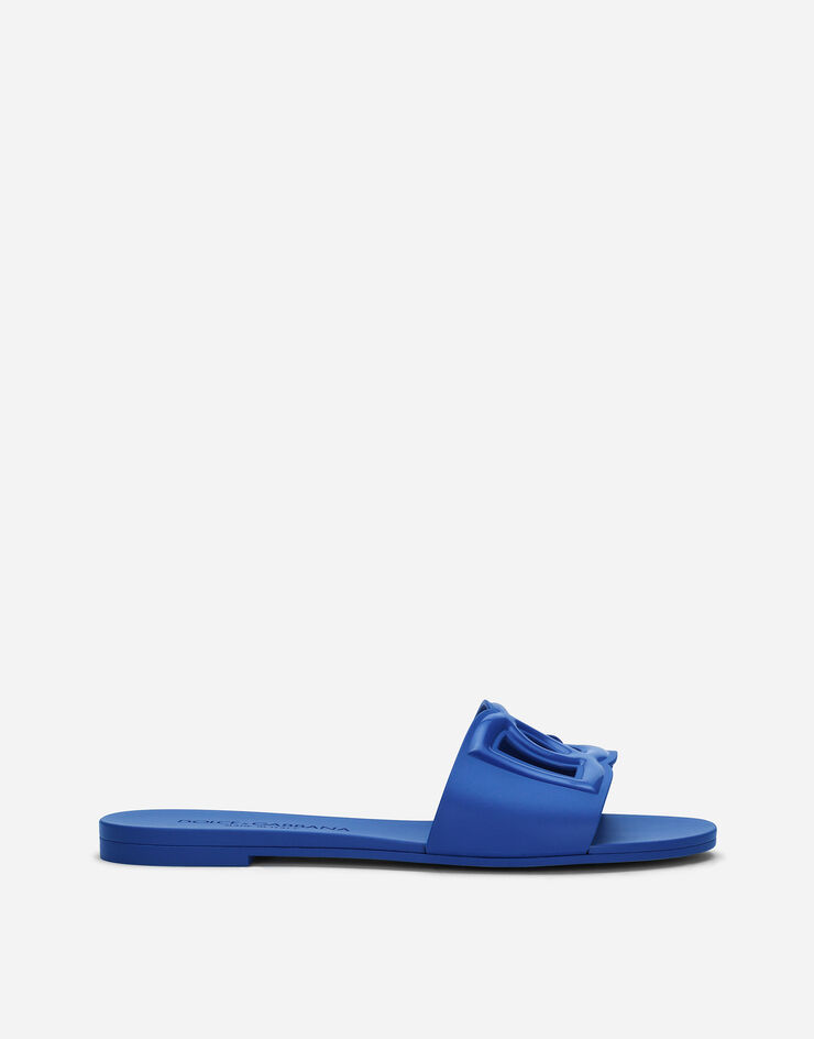 Rubber beachwear sliders in Blue for | Dolce&Gabbana®