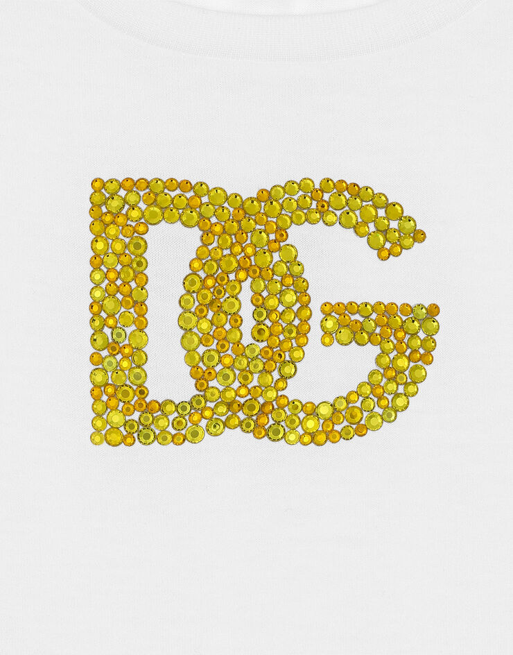 Jersey T Shirt With Dg Logo In White For Girls Dolceandgabbana®