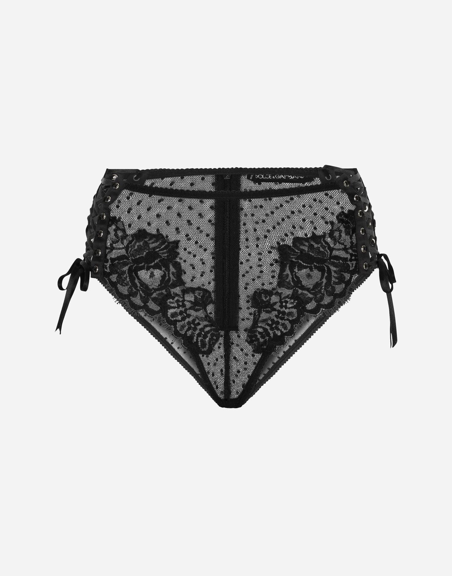 High-waisted lace briefs in Black for Women | Dolce&Gabbana® US
