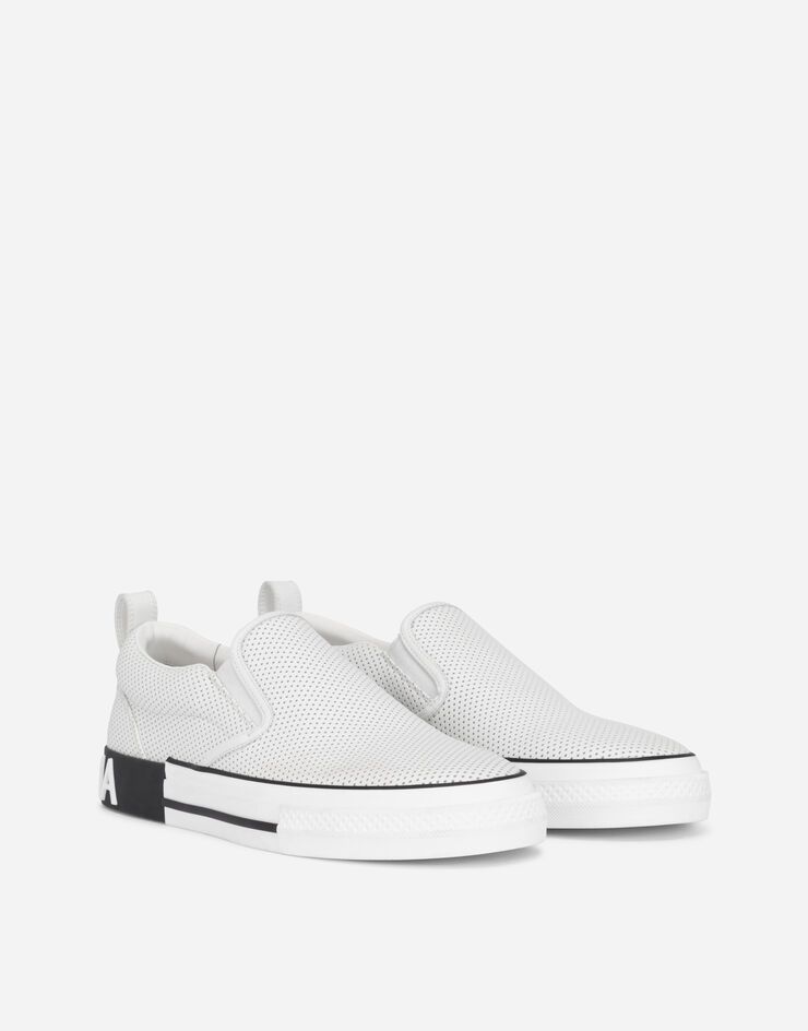 Perforated calfskin Custom 2.Zero slip-on sneakers in White | Dolce ...