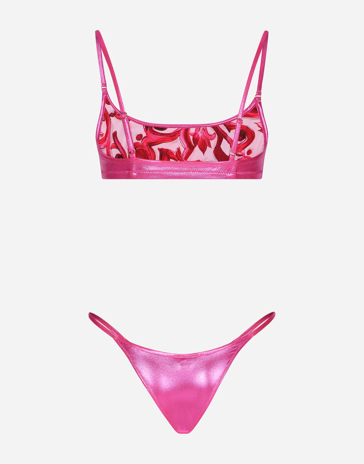 Laminated Bralette Bikini Top In Pink For Women Dolceandgabbana®