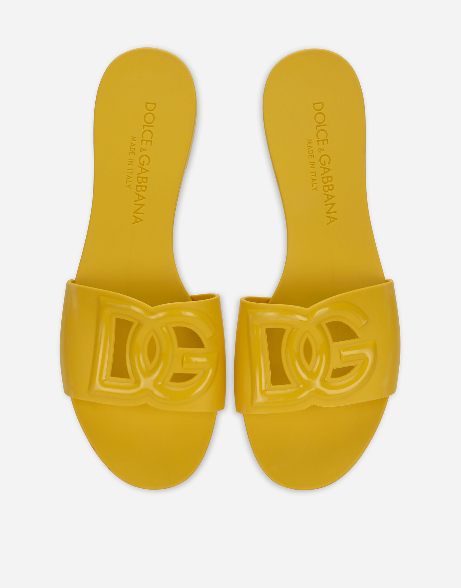 Rubber beachwear sliders in Yellow for Women | Dolce&Gabbana® US