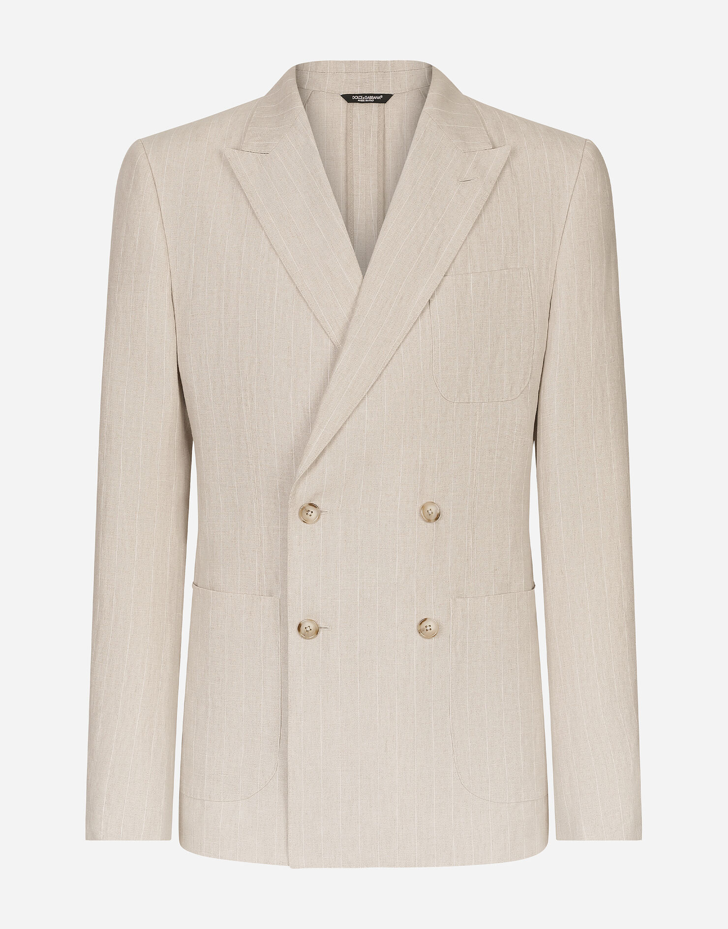 Double-breasted Portofino-fit jacket in pinstripe linen in Multicolor ...