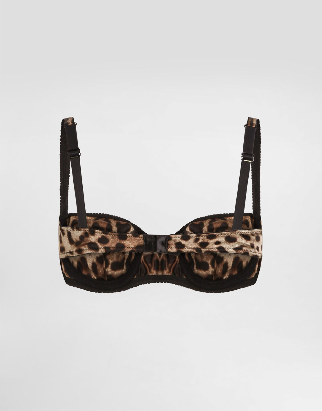Leopard-print satin balconette bra with lace detailing in STAMPA LEO ...