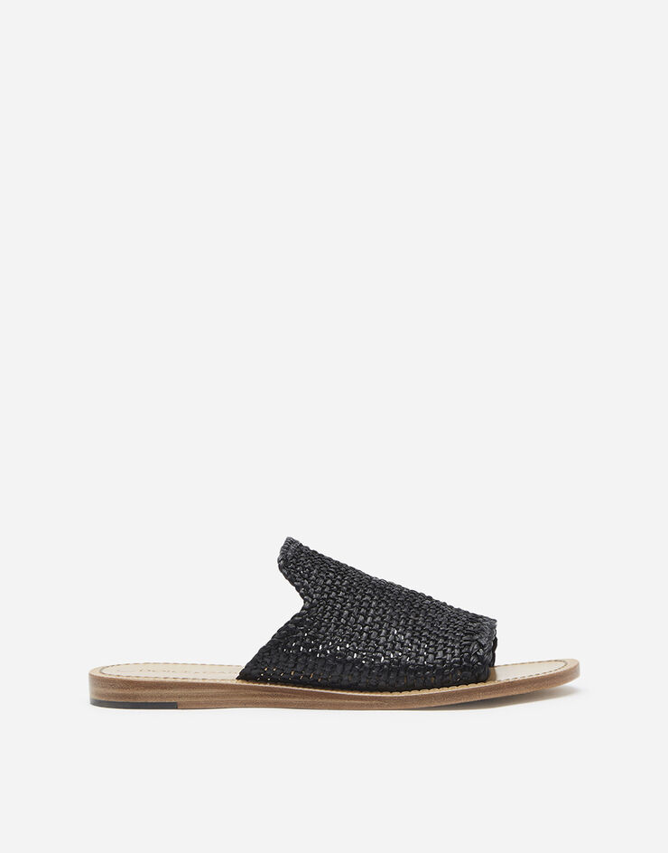 Braided raffia sliders