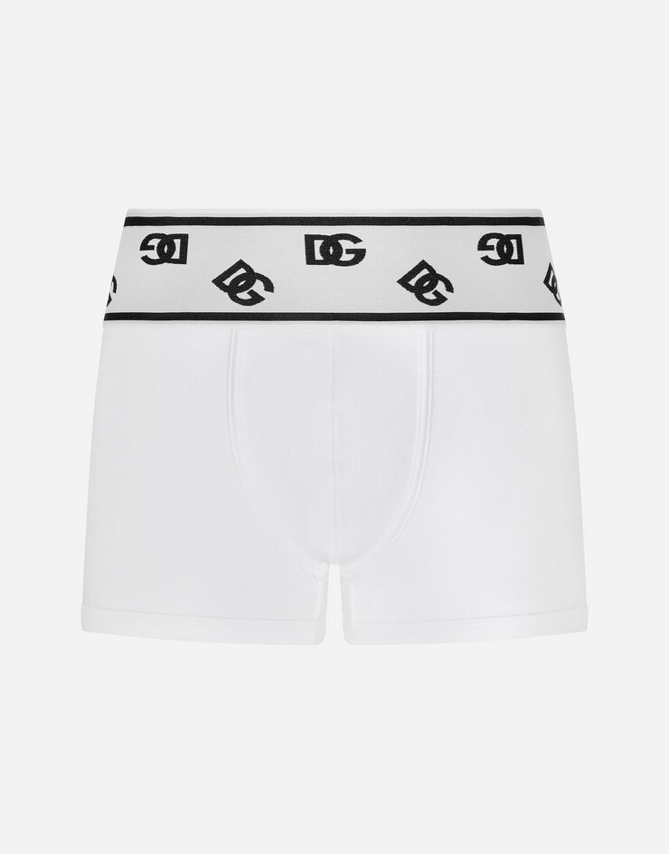 Fine-rib cotton boxers with DG logo in White for Men | Dolce&Gabbana®
