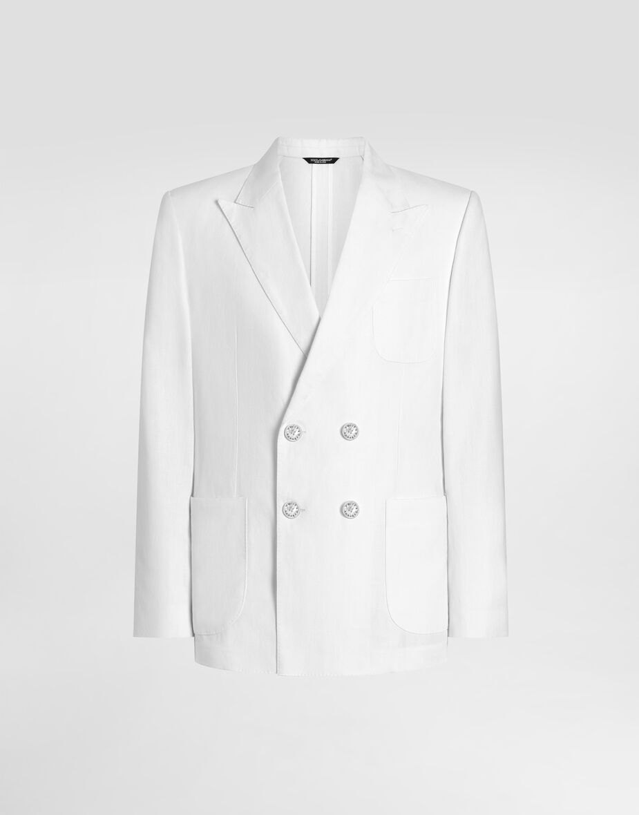 Portofino double-breasted linen jacket in White for Men | Dolce&Gabbana® US