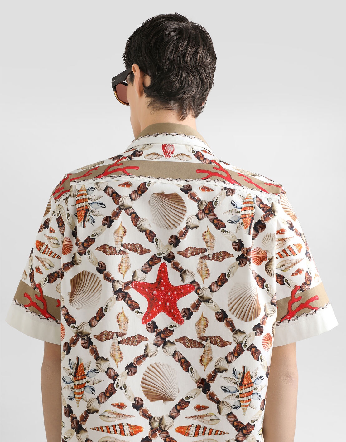 Shell-print stretch drill hawaii shirt in Multicolor for Men | Dolce ...