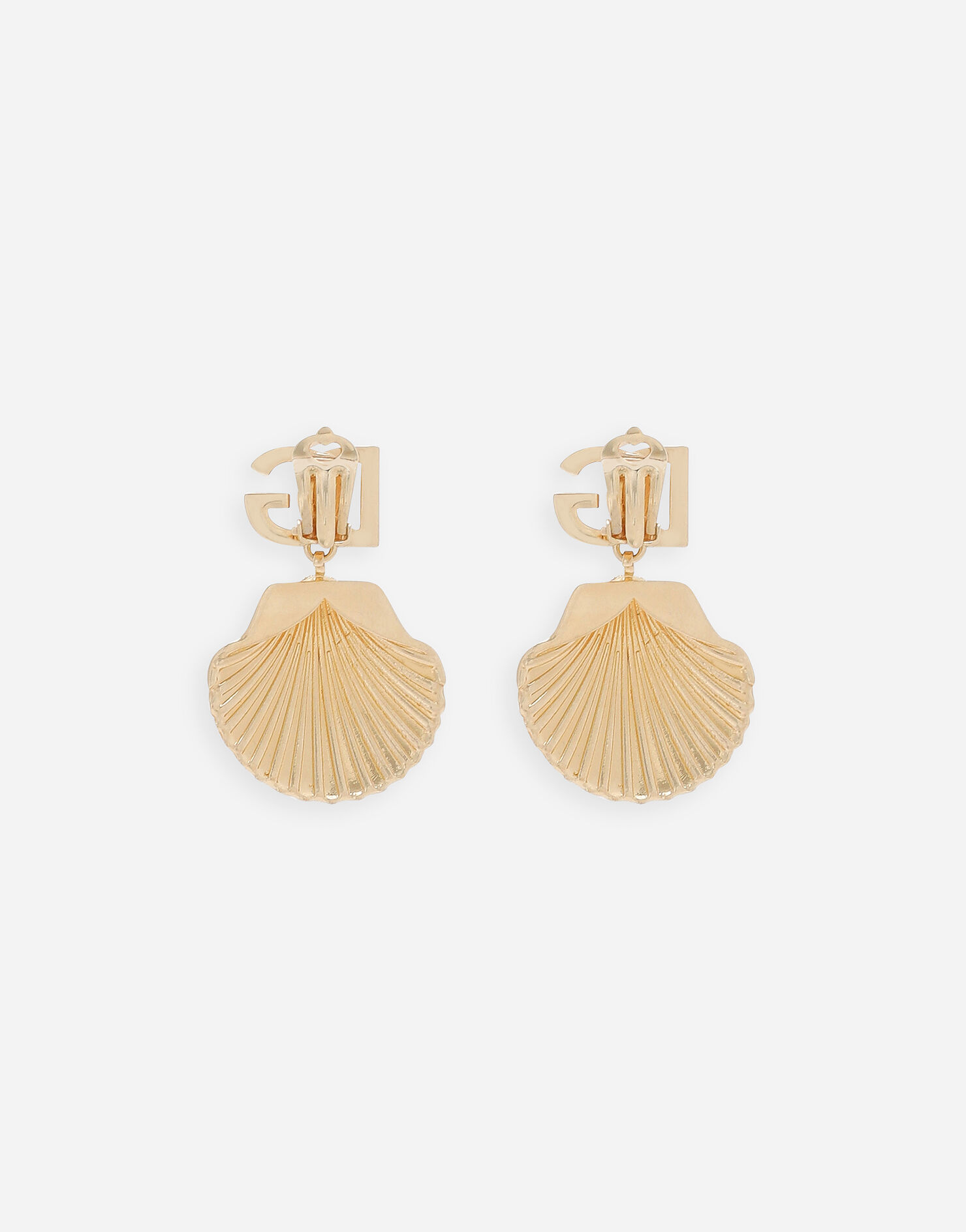 Earrings with rhinestone-detailed shell and DG logo in Gold for Women ...