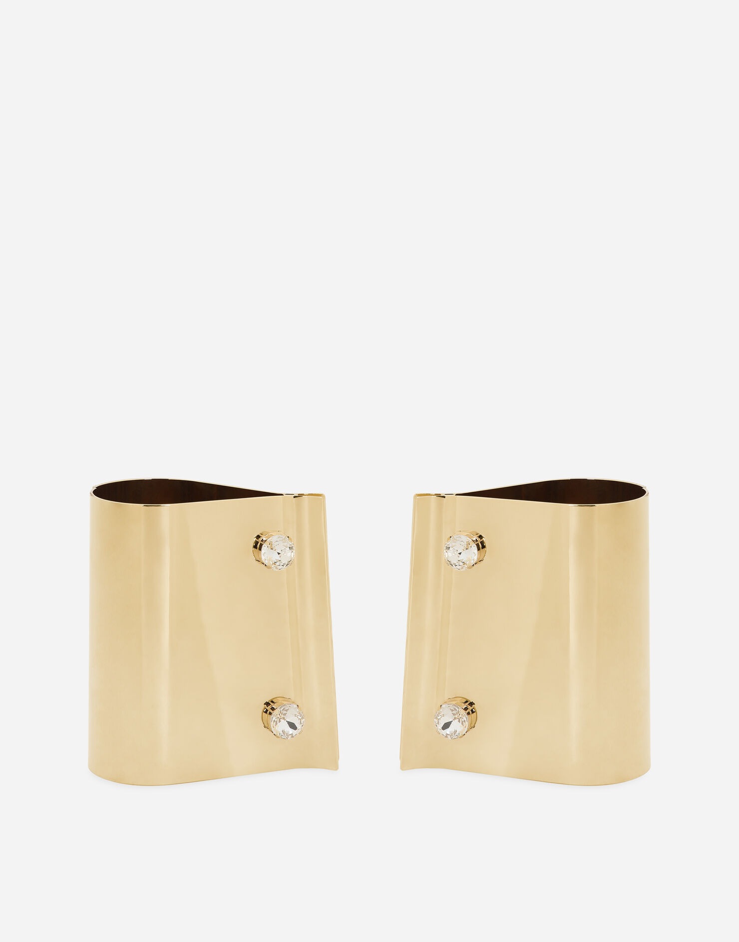 Rigid metal cuffs and rhinestone-detailed buttons in Gold for Women ...