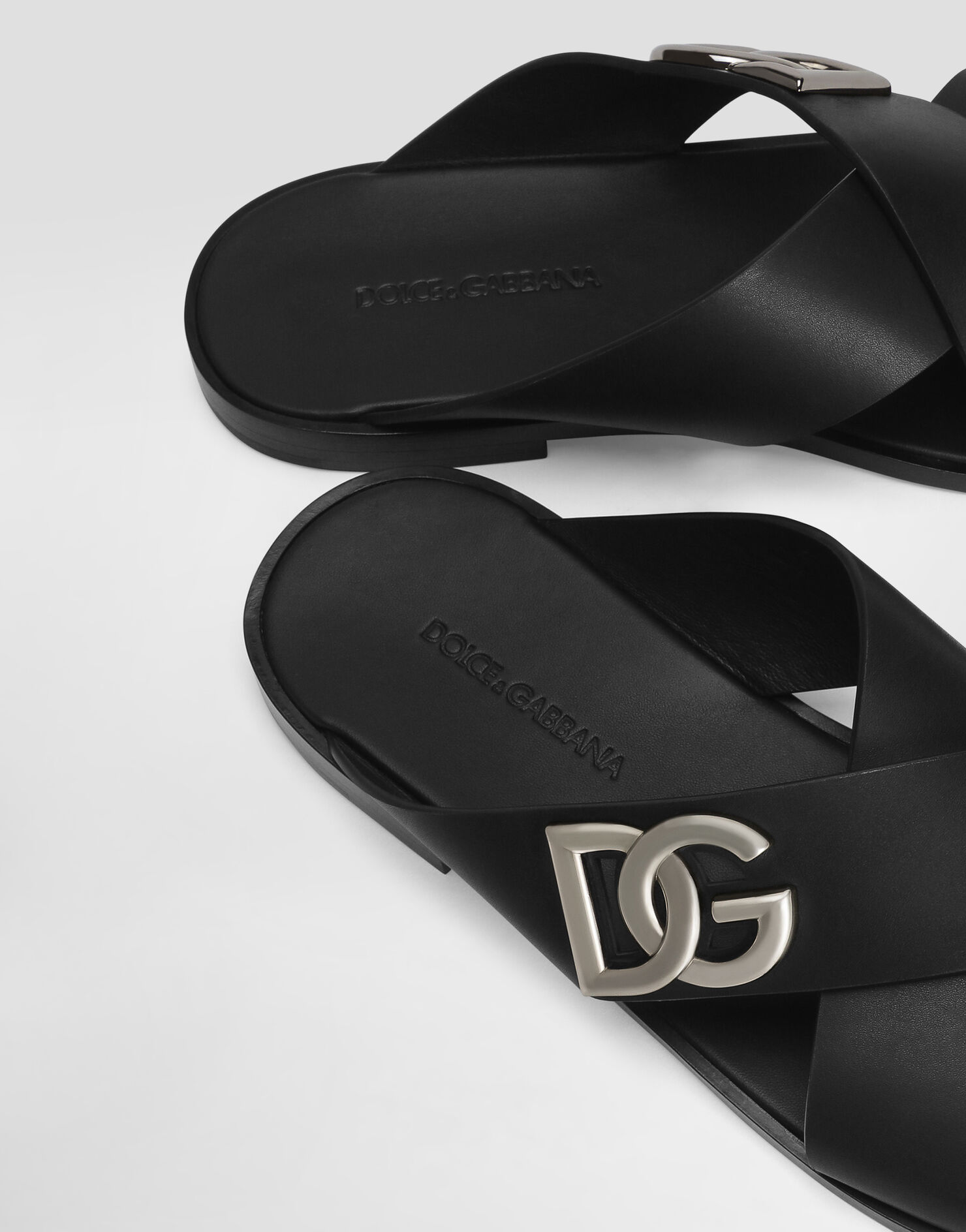 Calfskin sandals in Black for Men | Dolce&Gabbana® US