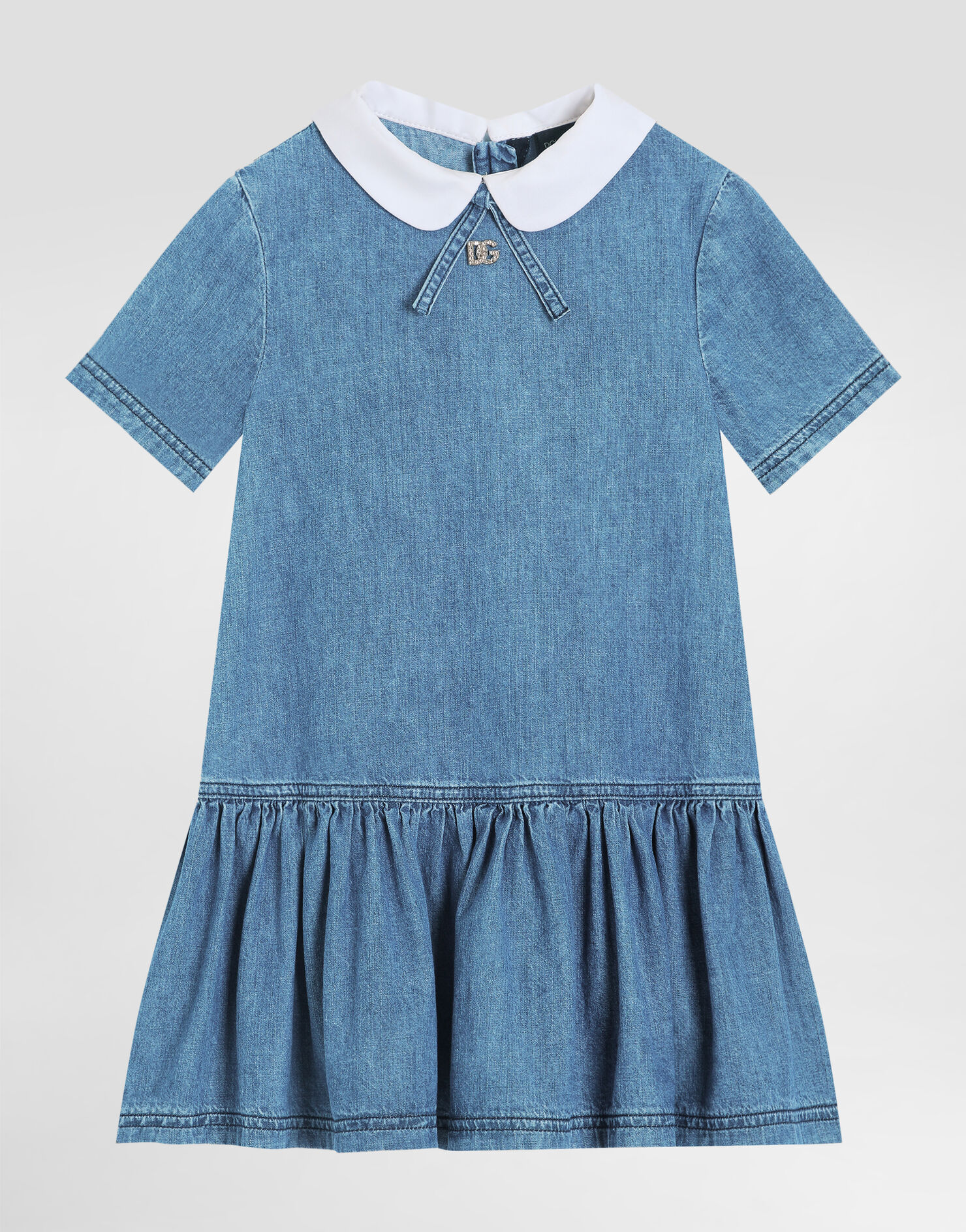Chambray dress with DG logo in Multicolor for Girls | Dolce&Gabbana® US