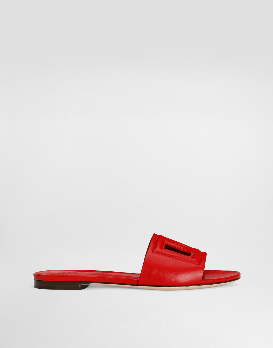 Calfskin sliders with DG logo in Red for Women | Dolce&Gabbana® US
