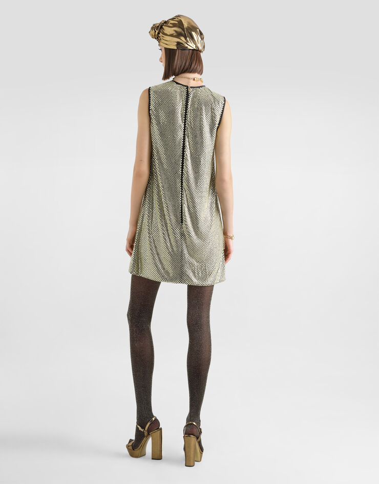 Short crystal mesh dress in Gold for Women | Dolce&Gabbana® US