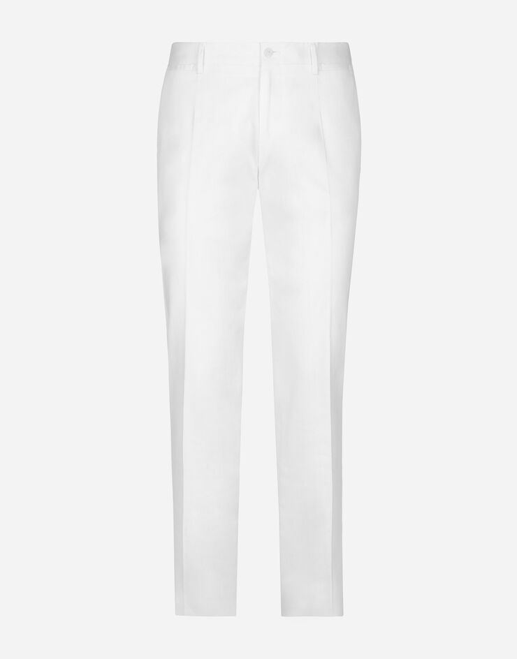 Cotton gabardine pants in White for Men | Dolce&Gabbana®
