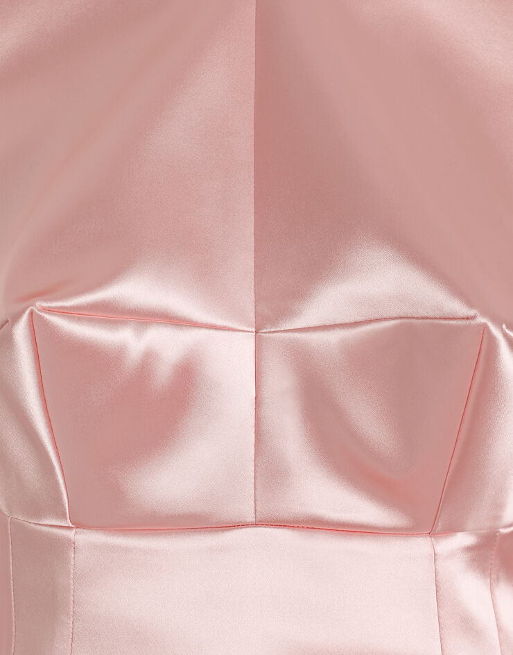 Stretch satin round-neck calf-length dress in Pink for Women | Dolce ...