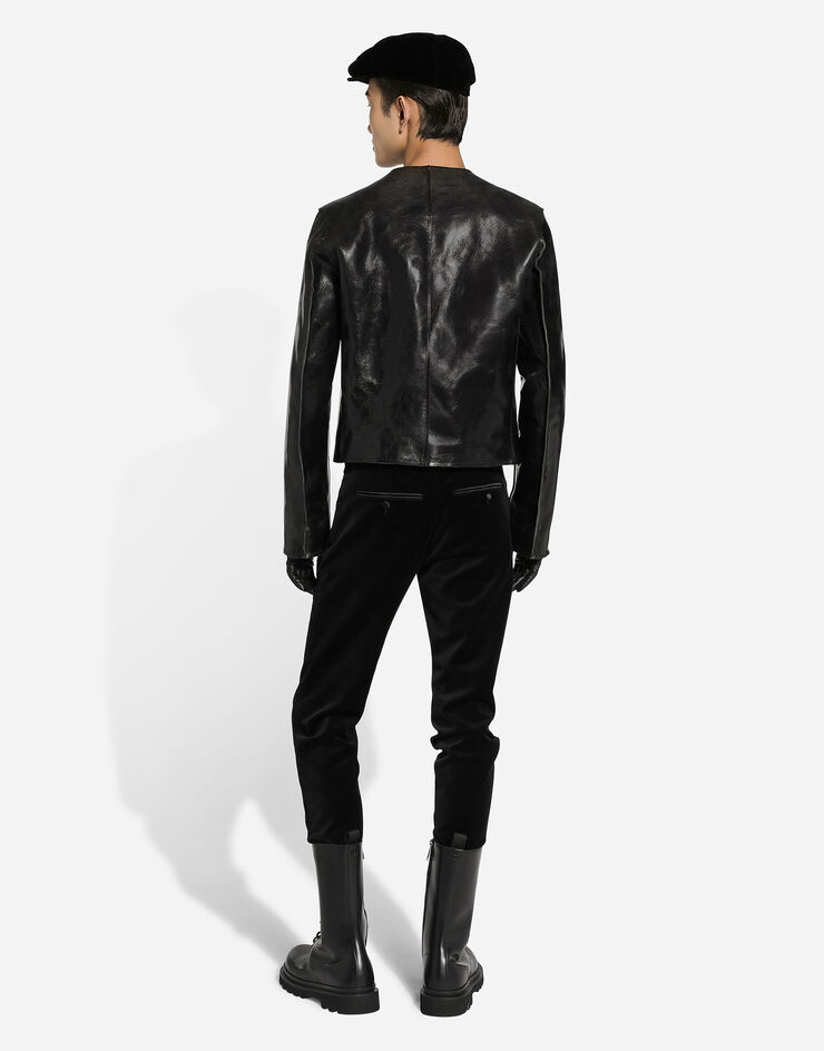 Collarless leather jacket in Black for Men | Dolce&Gabbana®