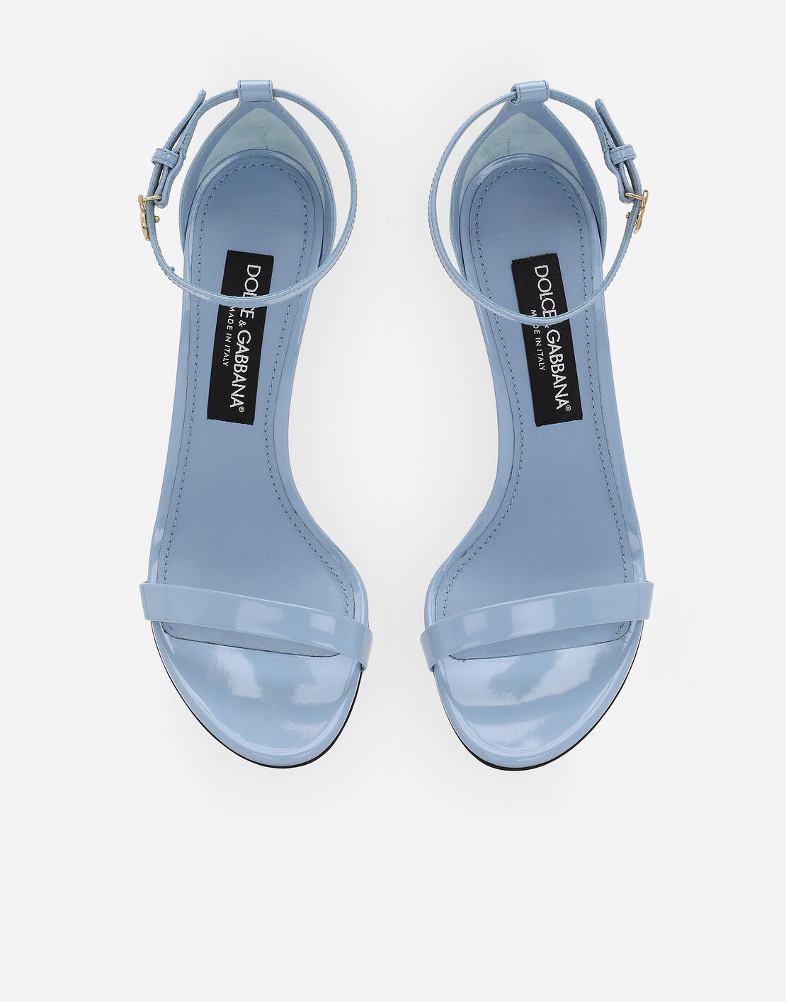 Polished calfskin sandals in Light Blue for Women | Dolce&Gabbana® US