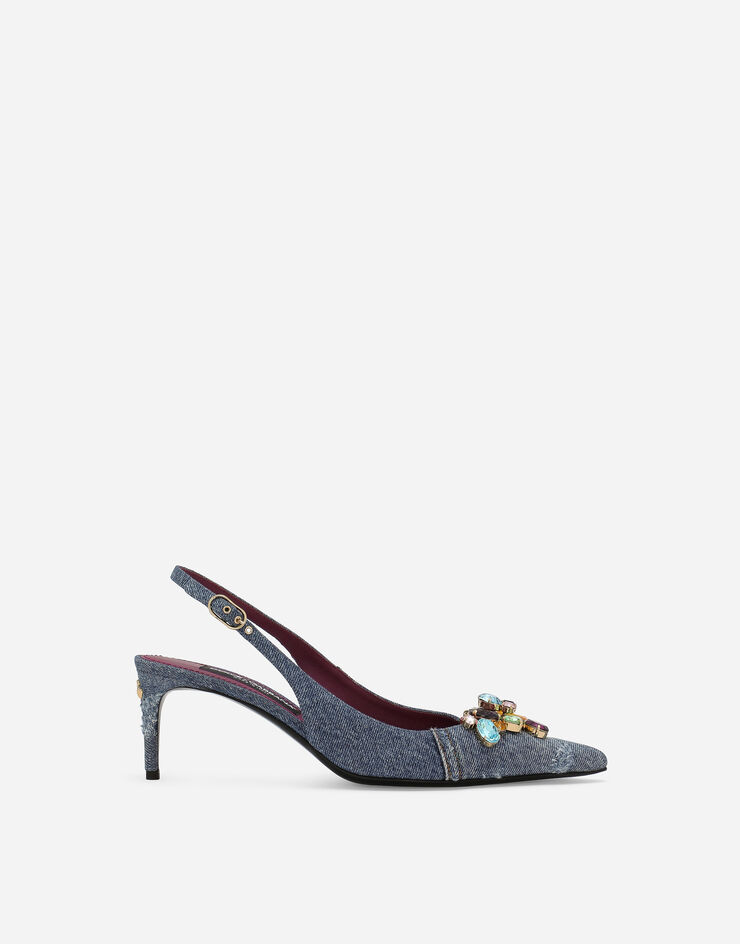 Patchwork denim slingbacks in Blue for Women | Dolce&Gabbana® US