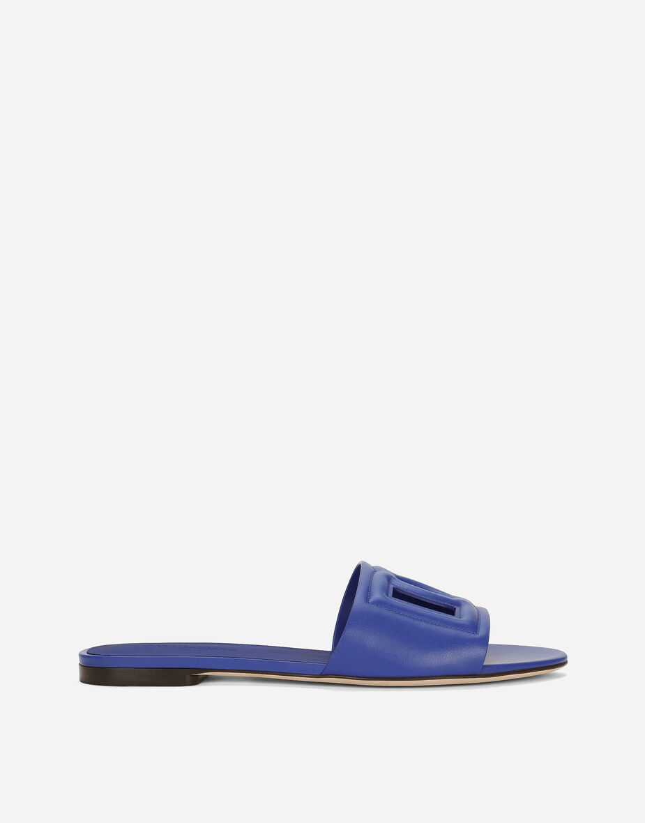 Calfskin sliders with DG logo in Blue for Women | Dolce&Gabbana® US