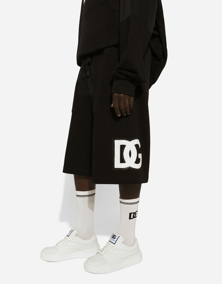 Jogging shorts with DG logo in Black for Men | Dolce&Gabbana®