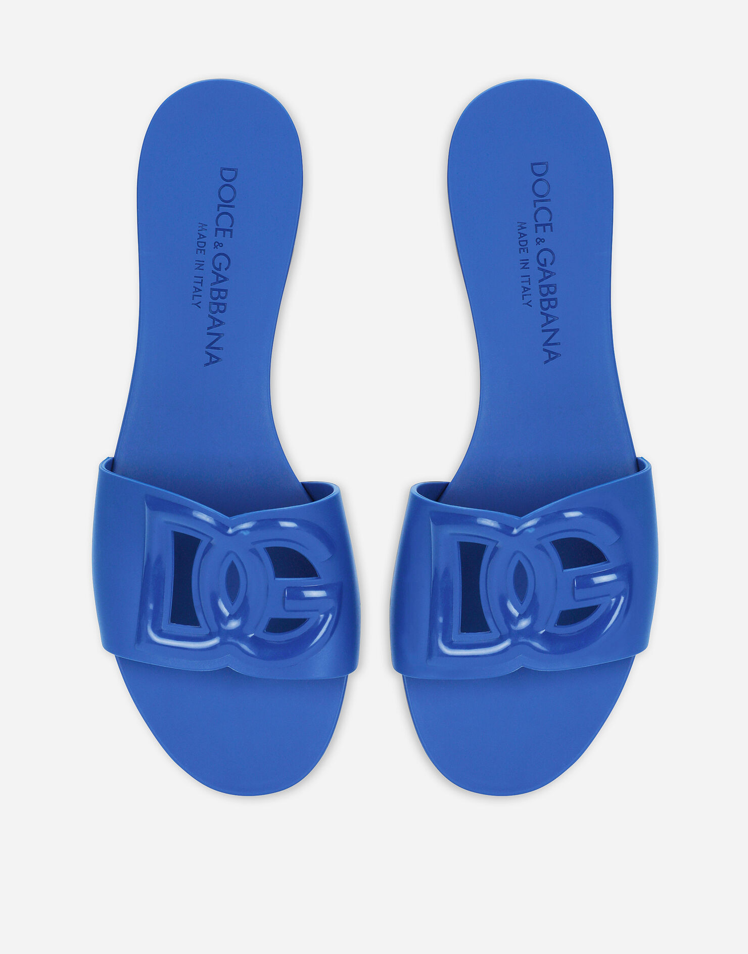 Rubber beachwear sliders in Blue for | Dolce&Gabbana®