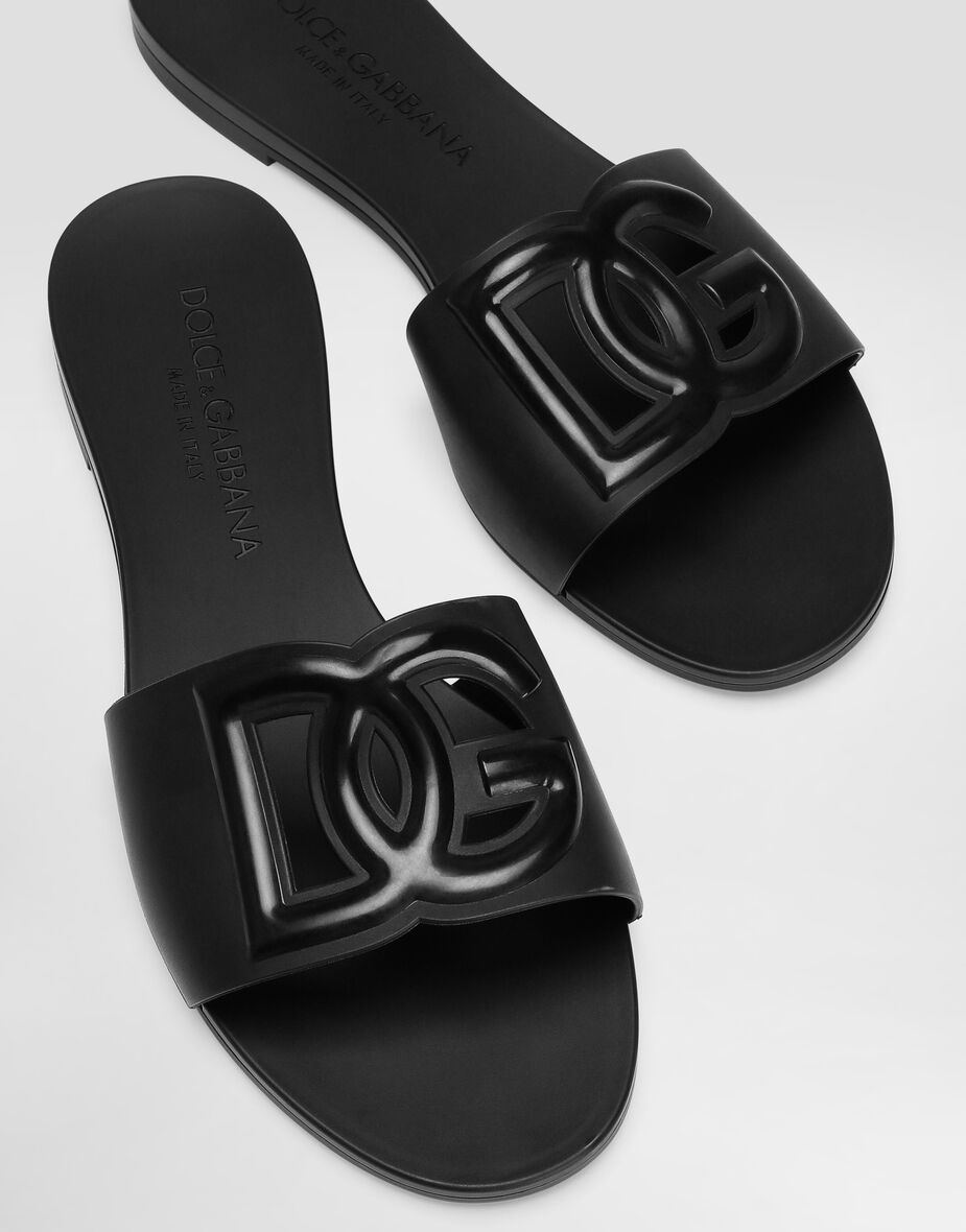 Rubber beachwear sliders in Black for Women | Dolce&Gabbana® US