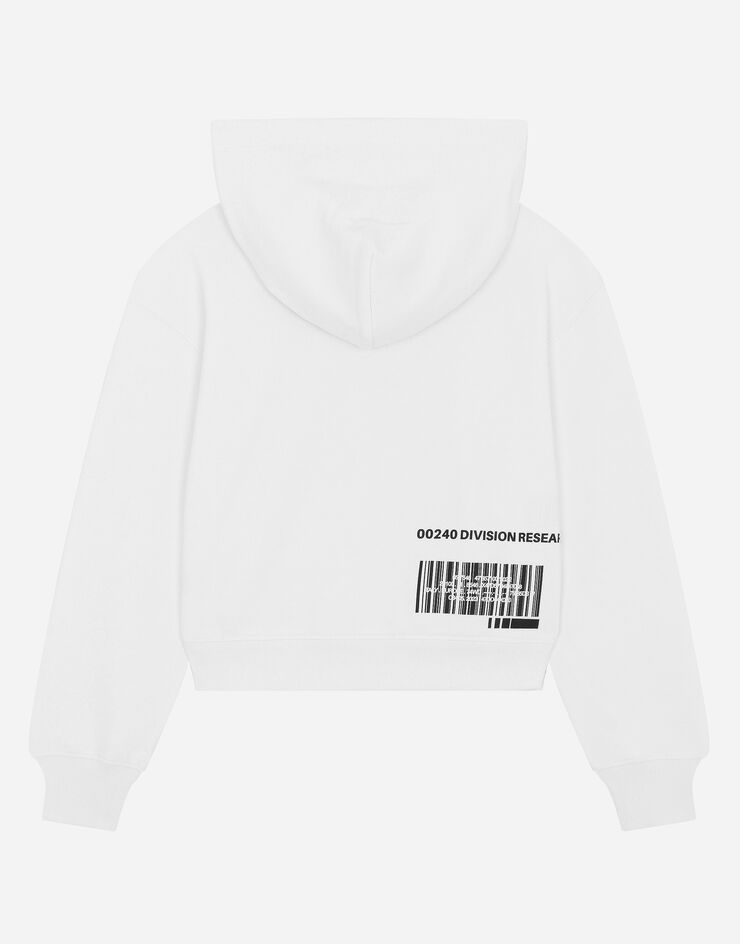 Jersey Hoodie With Dgvib3 Logo In White For Girls Dolceandgabbana®