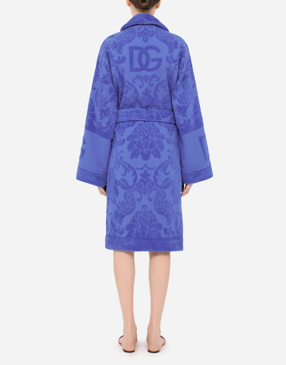 Bath Robe in Terry Cotton Jacquard in Multicolor | Dolce&Gabbana® US