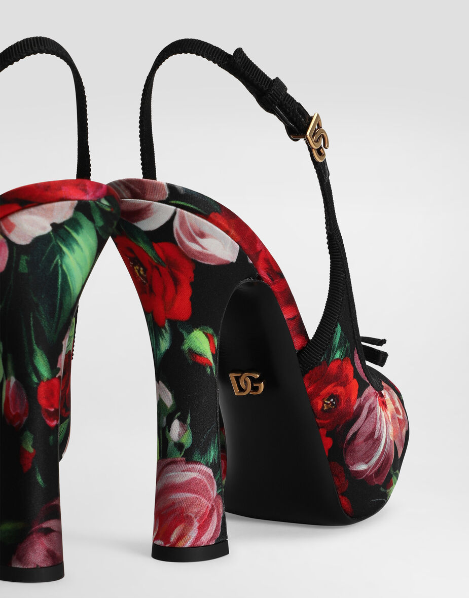 Satin slingbacks in Print for Women | Dolce&Gabbana® US