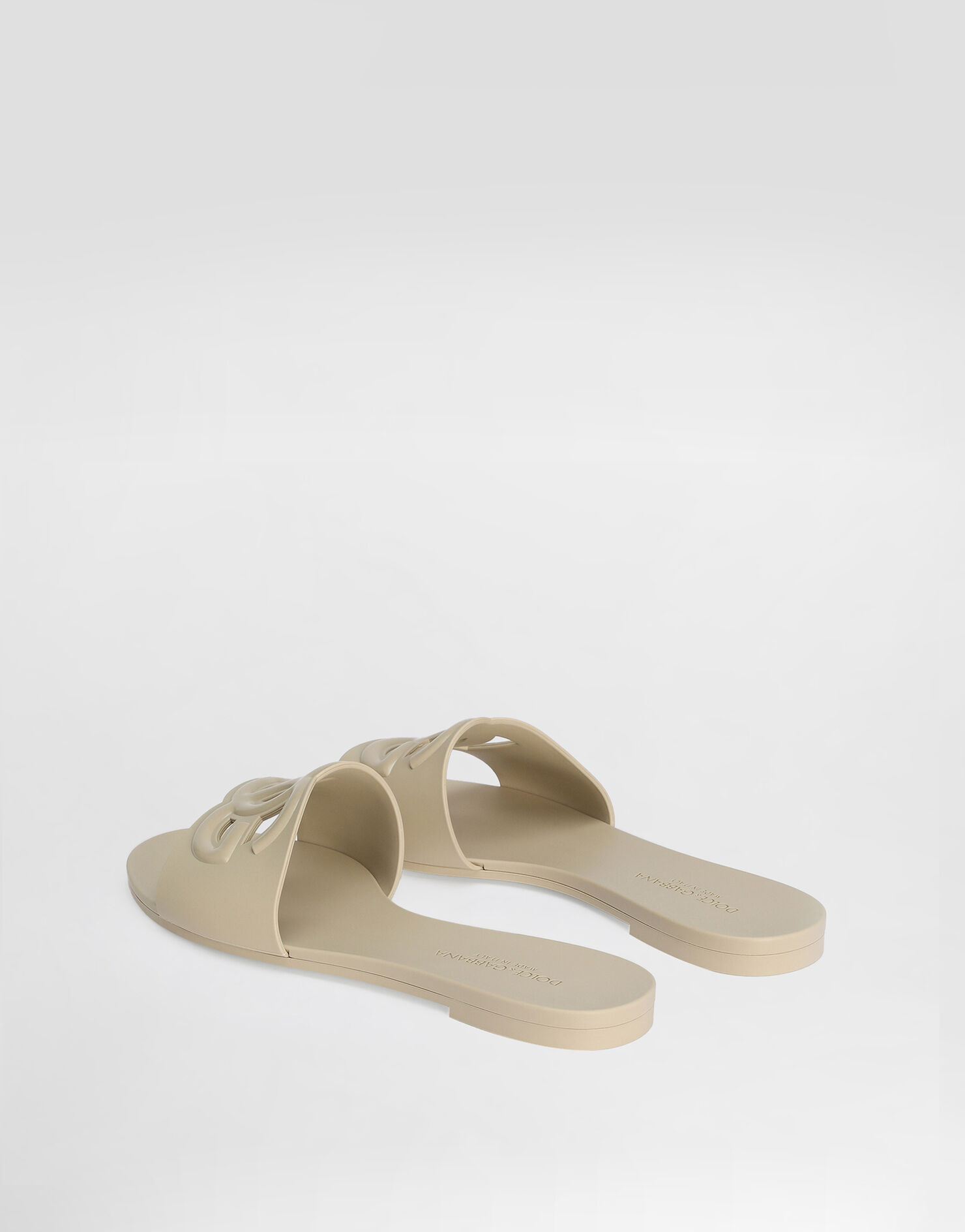 Rubber beachwear sliders in Beige for Women | Dolce&Gabbana® US