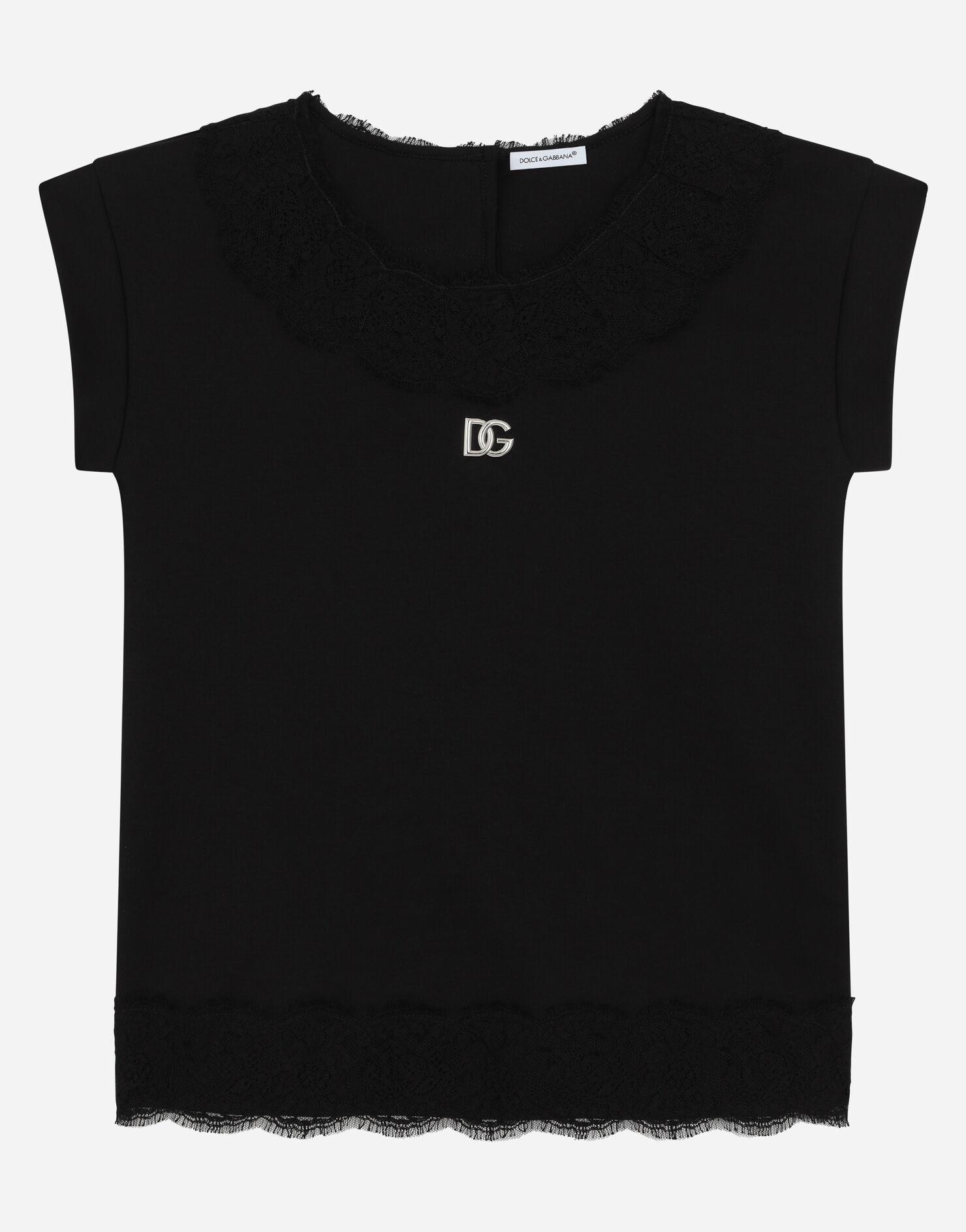 Short interlock dress with DG logo in Black for Girls | Dolce&Gabbana® US