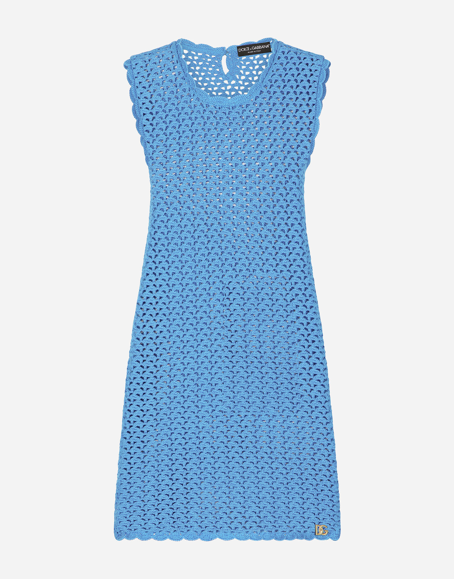 Short Sleeveless Crochet Dress In Turquoise For Women Dolceandgabbana® Us
