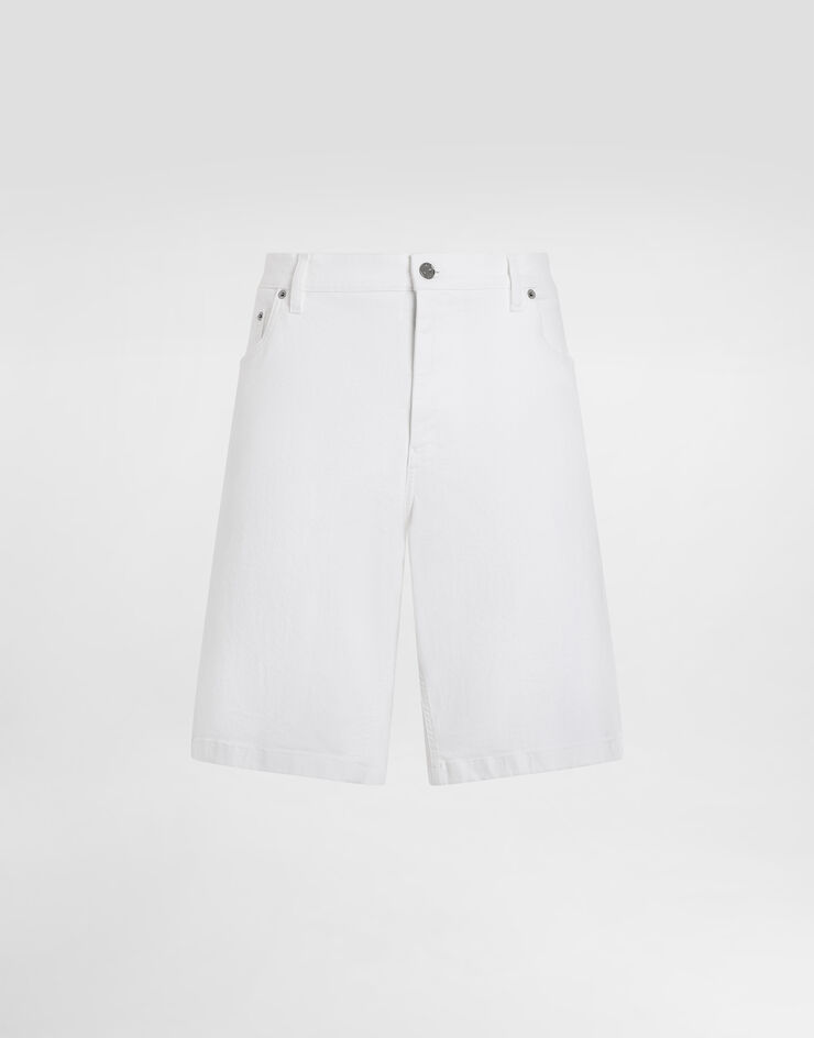 White stretch denim shorts in Multicolor for Men | Dolce&Gabbana® US