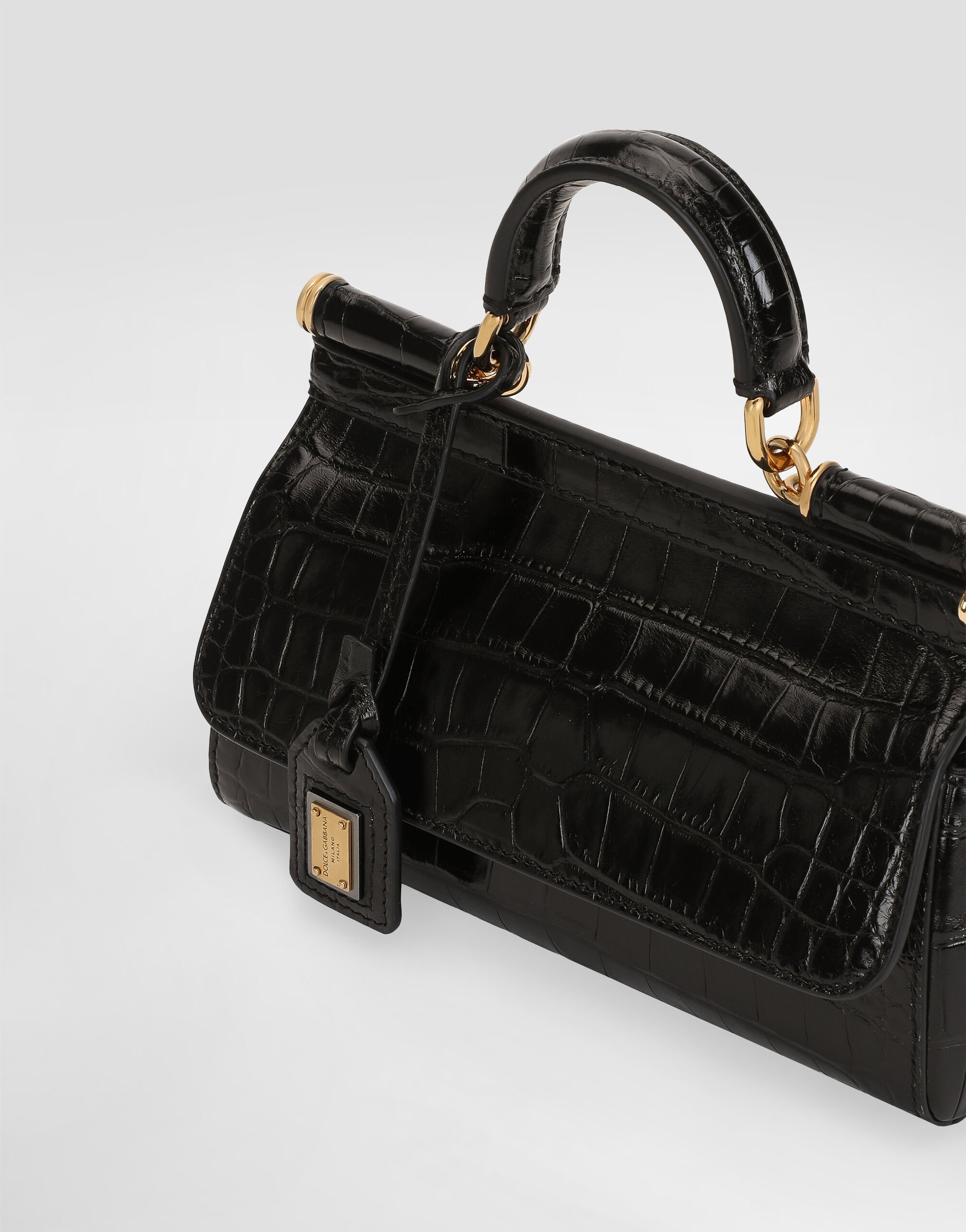 Elongated Sicily handbag in alligator leather in Black for Elongated Sicily handbag in alligator leather in Black for