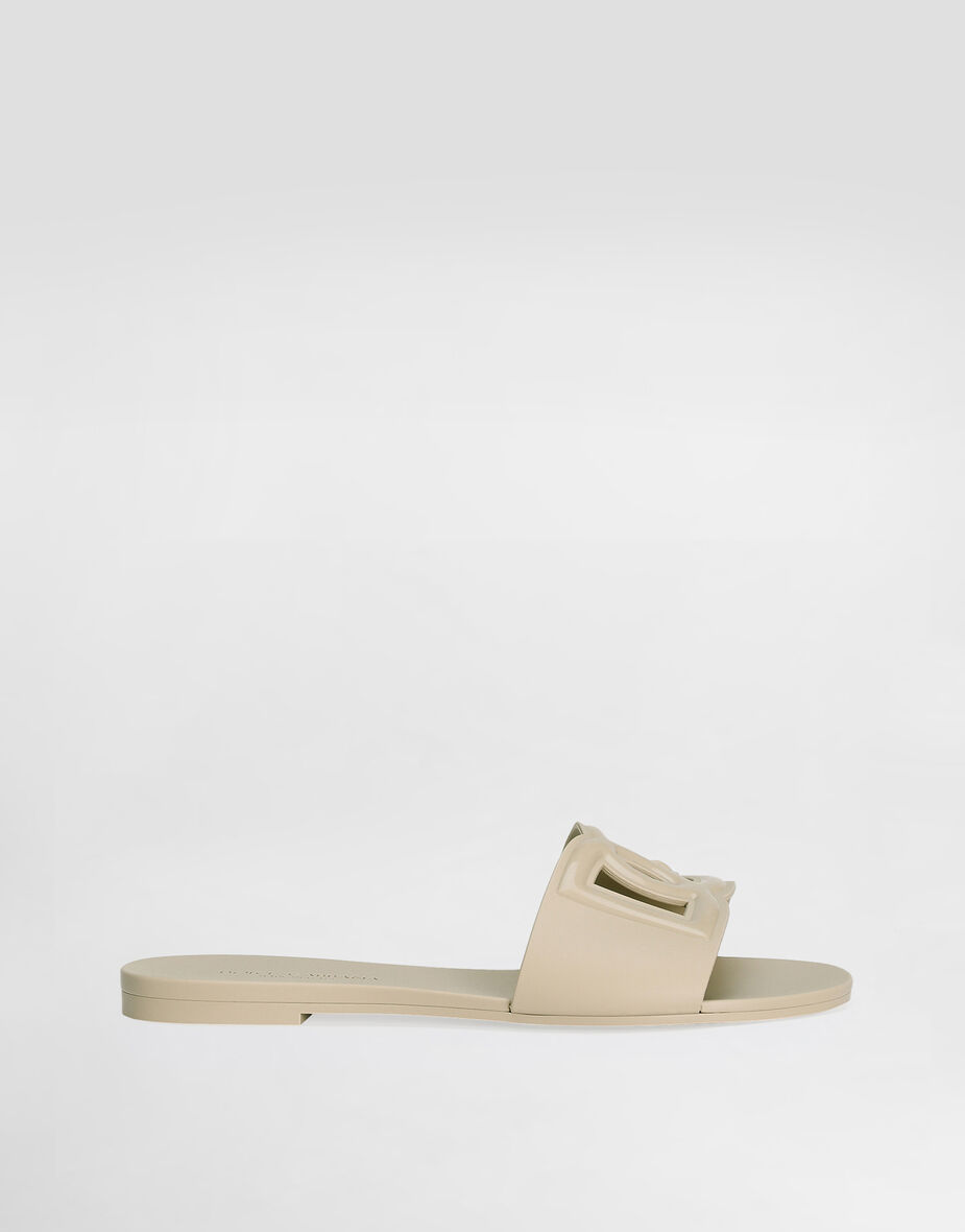 Rubber beachwear sliders in Beige for Women | Dolce&Gabbana® US