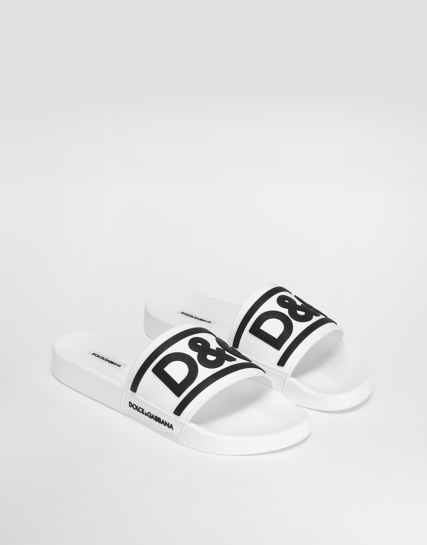 Rubber beachwear sliders with DG logo in Multicolor for Men | Dolce ...