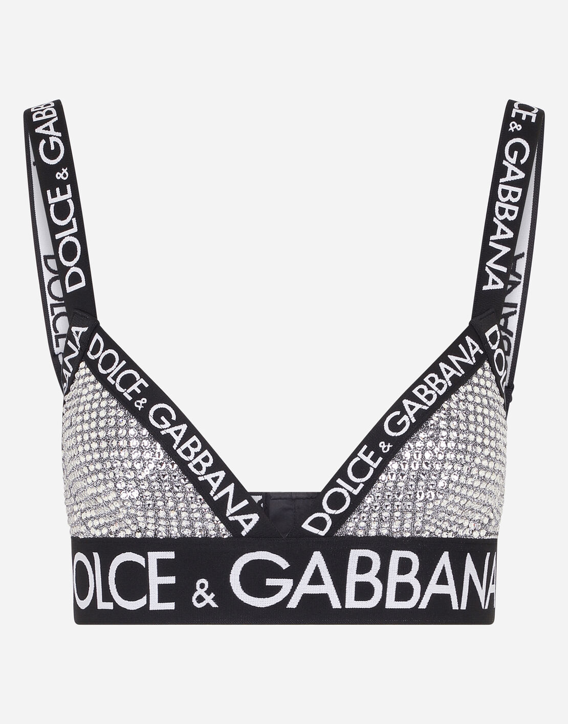 Crystal mesh triangle bra in Silver for Women | Dolce&Gabbana® US