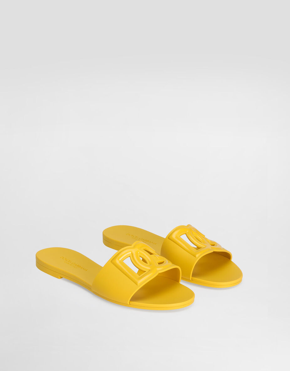 Rubber beachwear sliders in Yellow for Women | Dolce&Gabbana® US