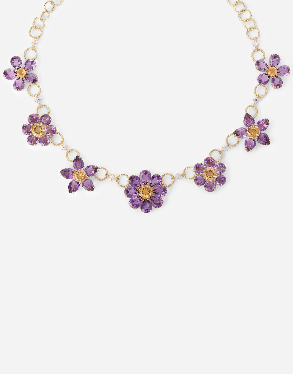 Spring necklace in yellow 18kt gold with amethyst floral motif in GOLD ...