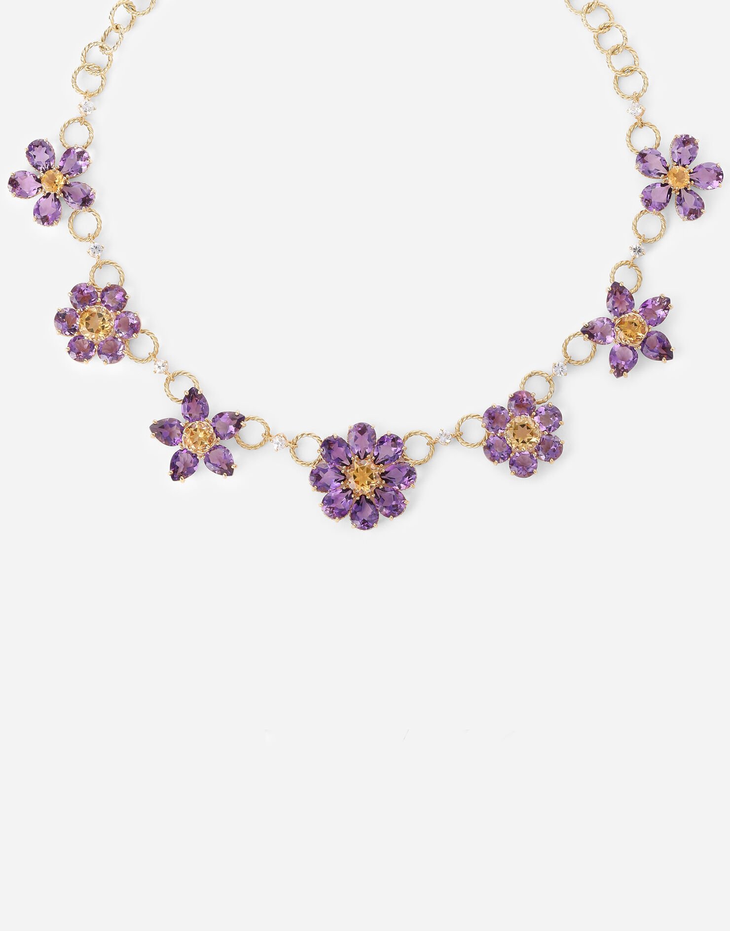 Spring necklace in yellow 18kt gold with amethyst floral motif in GOLD ...