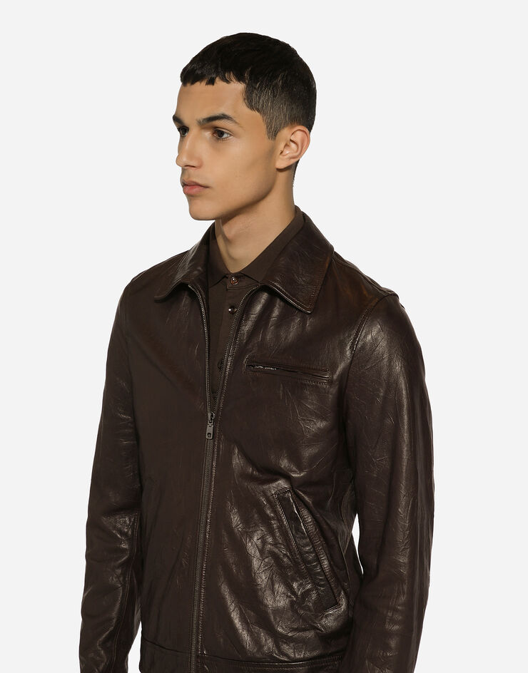 Leather jacket in Brown for | Dolce&Gabbana® US