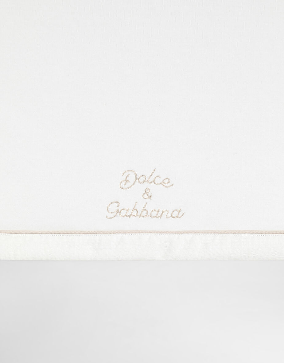 Interlock and linen blanket with embroidery in White for Boys | Dolce ...