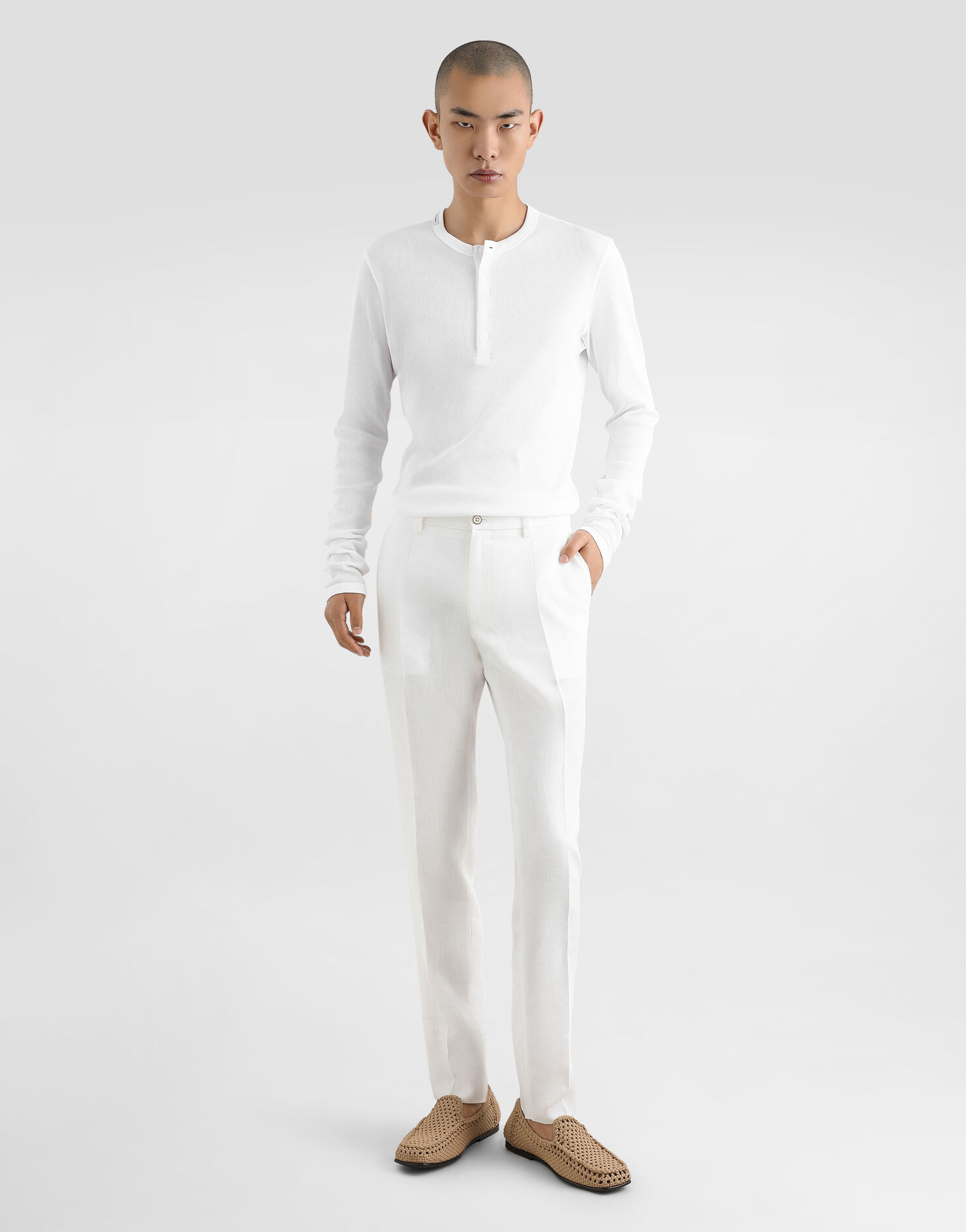Linen Pants In White For Men Dolceandgabbana® Us