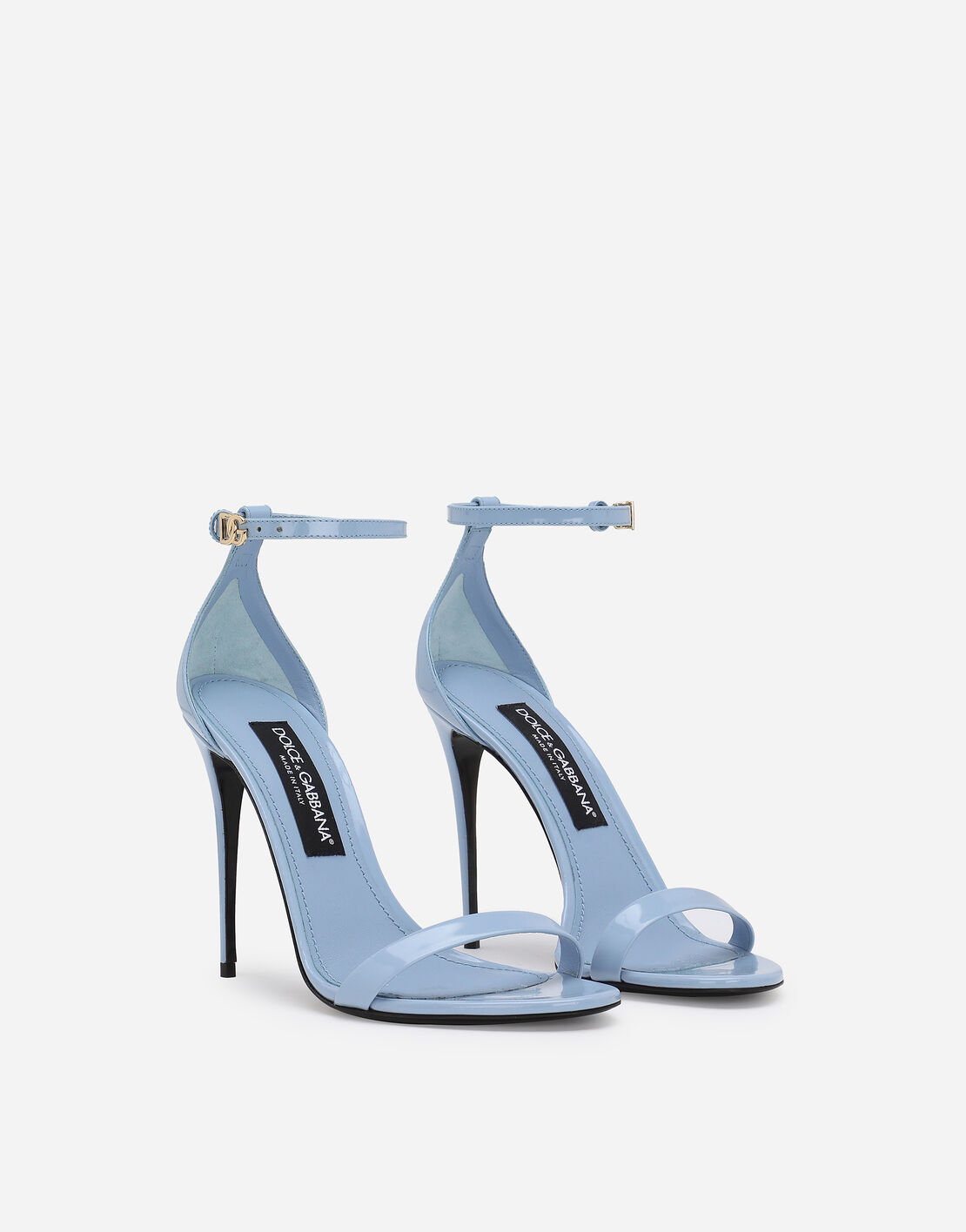 Polished calfskin sandals in Light Blue for Women | Dolce&Gabbana® US
