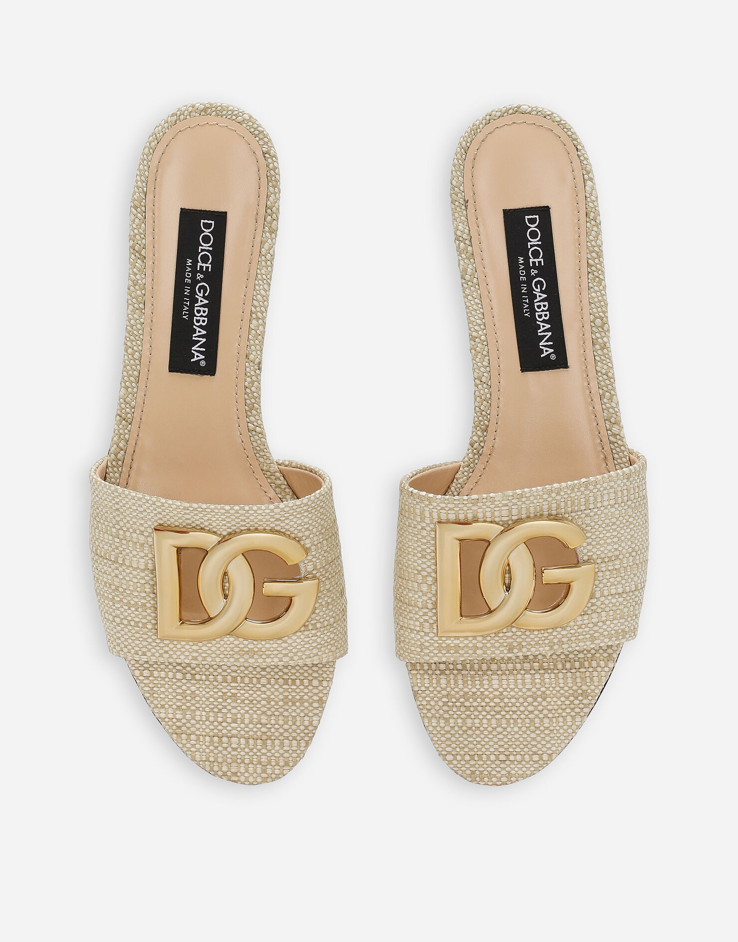 Raffia sliders in Beige for Women | Dolce&Gabbana® US