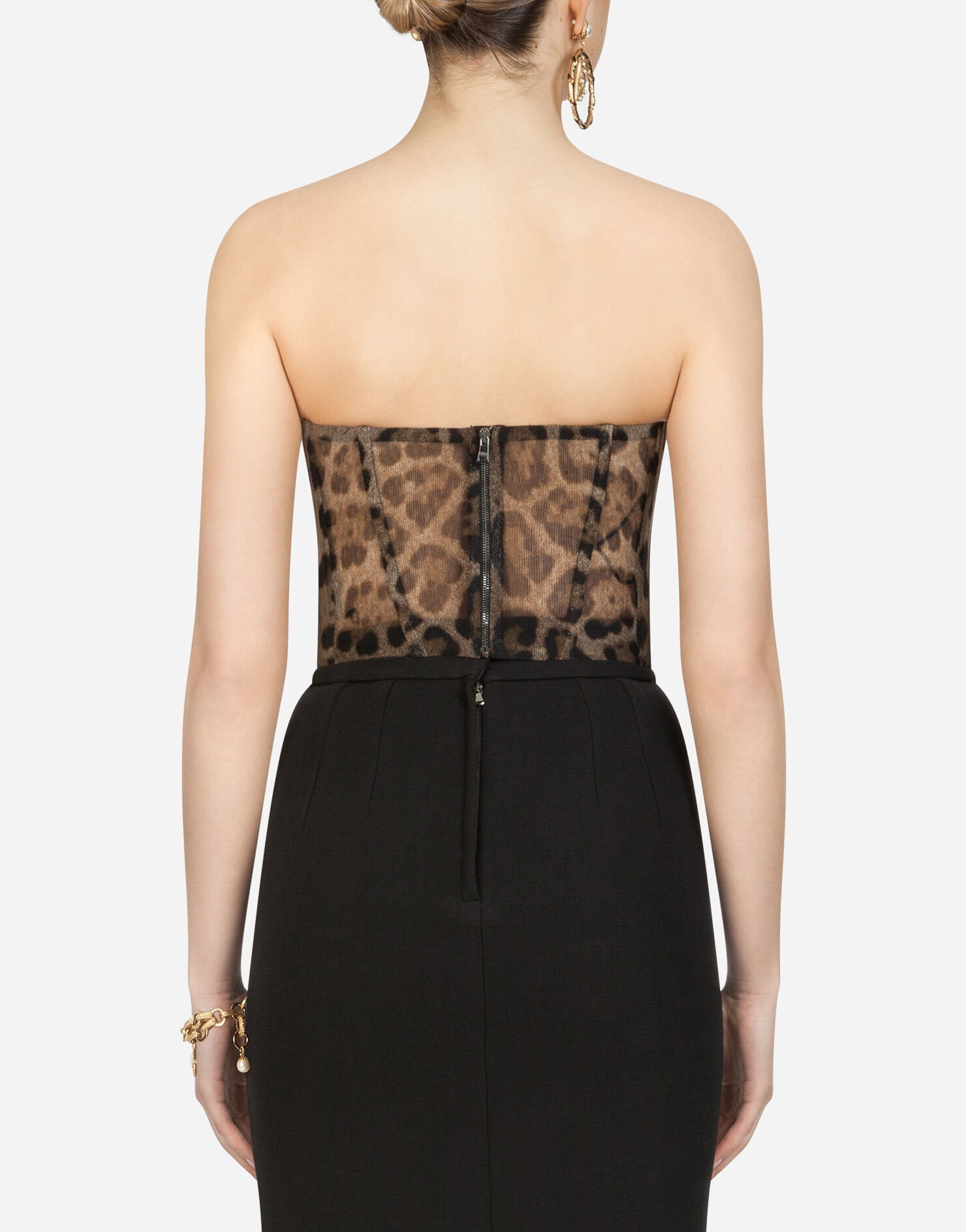 Leopard-print tulle bustier in LEO PRINT for Women | Dolce&Gabbana® US