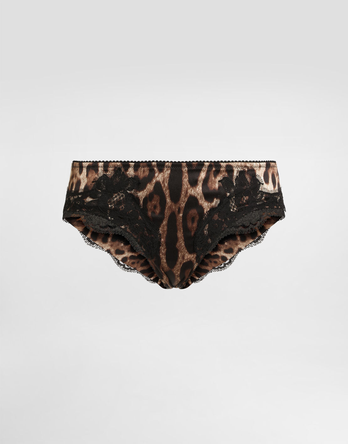 Leopard-print satin briefs with lace detailing in Multicolor for Women ...