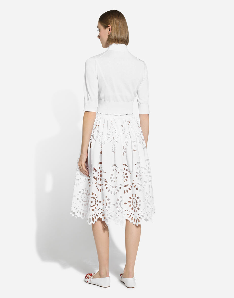 Cotton midi circle skirt with cut-out detailing in White for Women ...